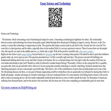 Science And Technology Essays | PDF