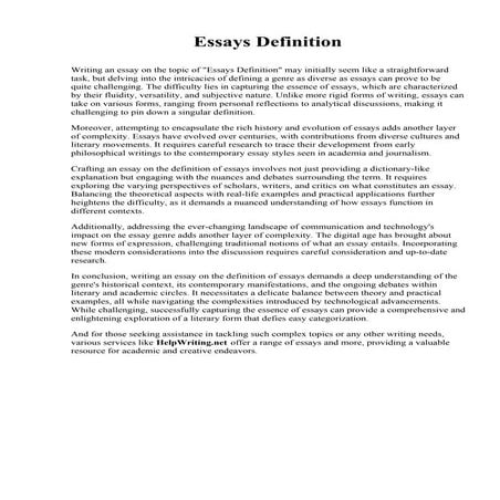 The Definition Of Essay | PDF
