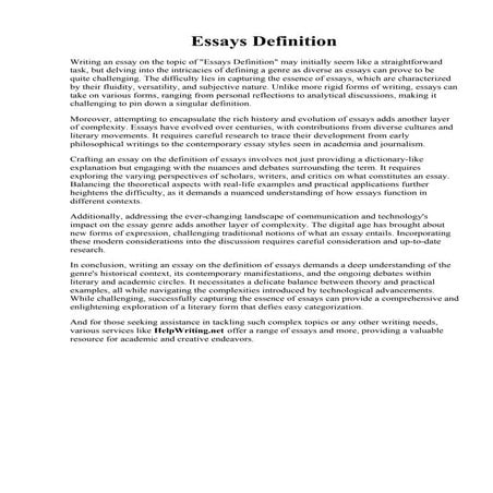 Essays Definition. Definition essay outline sample. Writing A ...