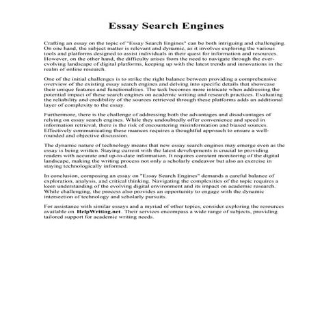 Essay Search Engines. Vanderbilt University | PDF
