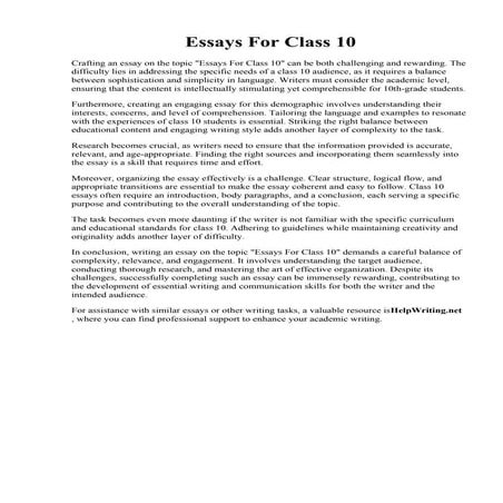 Essays For Class 10 | PDF