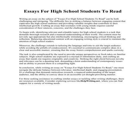 Essays For High School Students To Read.pdf