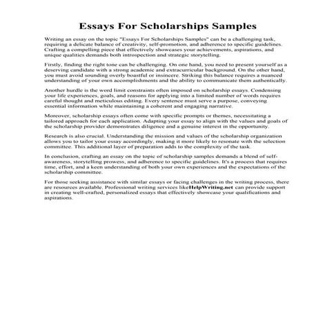 Essays For Scholarships Samples | PDF | Student Financial Aid ...
