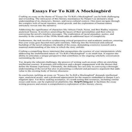 Essays For To Kill A Mockingbird | PDF