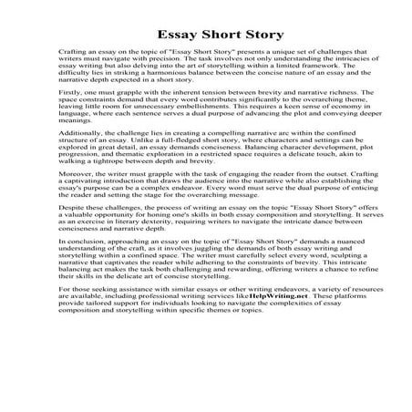 Essay Short Story. Persuasive Essay: Short story narrative essay | PDF