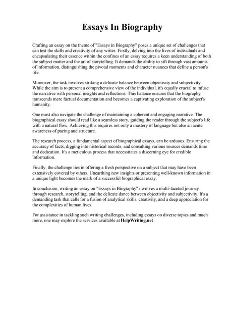 Writing A Biography Essay. Bowdoin College | PDF