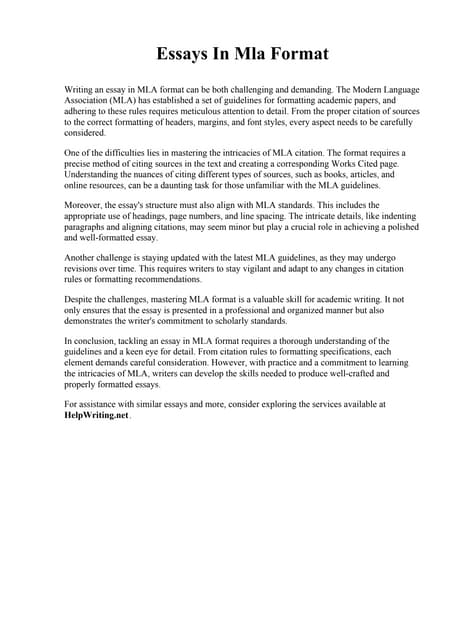 Proper Mla Format Essay | PDF