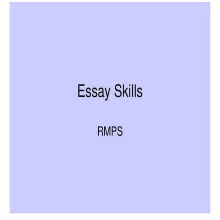 Essay Skills | PDF
