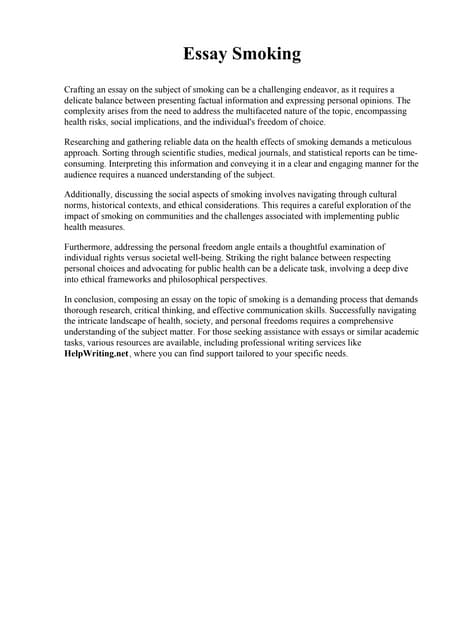 Cause And Effect Essay About Smoking | PDF | Smoking Cessation | Wellness