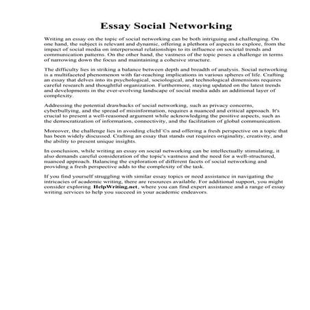 Essay Social Networking. Essay on social networking disadvantages ...