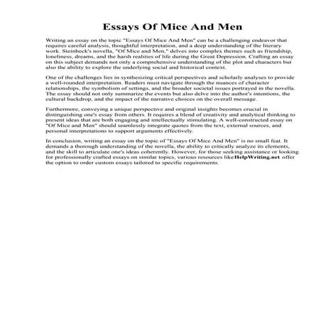 Essays Of Mice And Men | PDF
