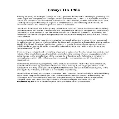 1984 Essays. Eastern Oklahoma State College | PDF