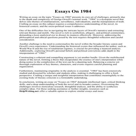 Essays On 1984 | PDF