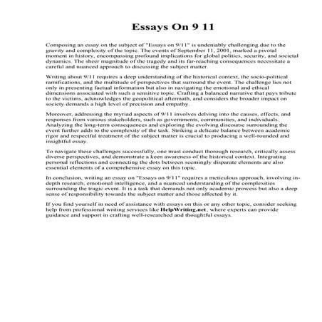 Essays On 9 11. University of Massachusetts Global | PDF