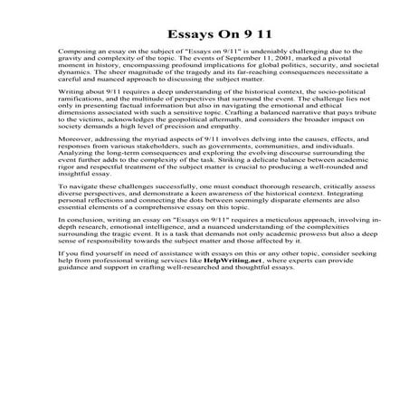 Essays On 9 11. 9 11 essay. 9 11 Essays: Examples, Topics, Titles, amp ...