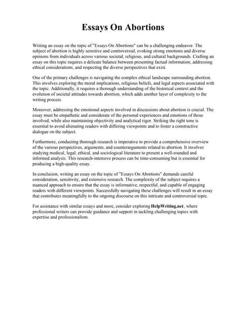 Abortion Essay Introduction | PDF