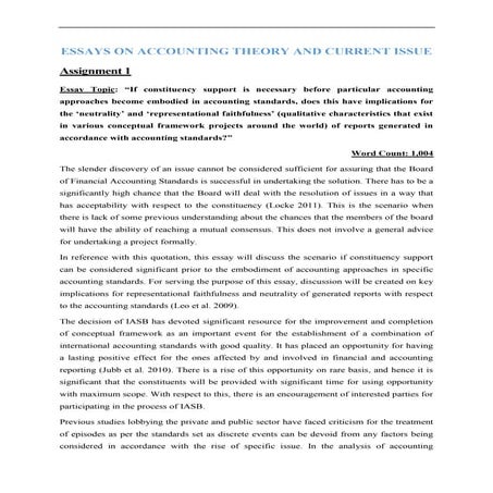 Essays on accounting theory and current issue | PDF