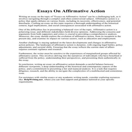 Essays On Affirmative Action. Definition of Affirmative Action ...