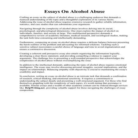 Essays On Alcohol Abuse | PDF | Substance Abuse | Diseases and Conditions