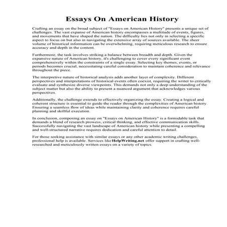 Essays On American History. The Early Americans Essay Example | Topics ...