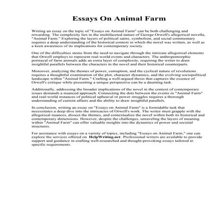 Essays On Animal Farm. University of Notre Dame | PDF