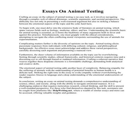Essays On Animal Testing. Argumentative essay against animal testing ...
