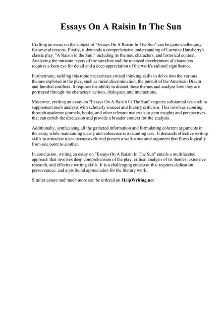 A Raisin In The Sun Essay Topics.pdf