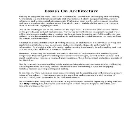 Essays On Architecture.pdf | Educational Assessment | Education