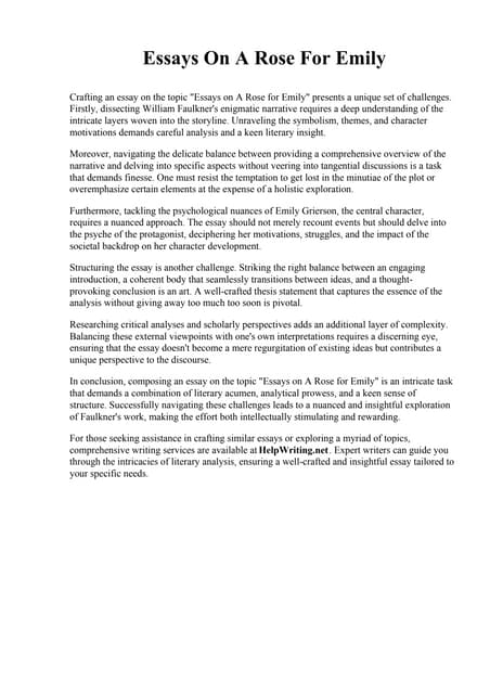 A Rose For Emily Character Analysis | PDF