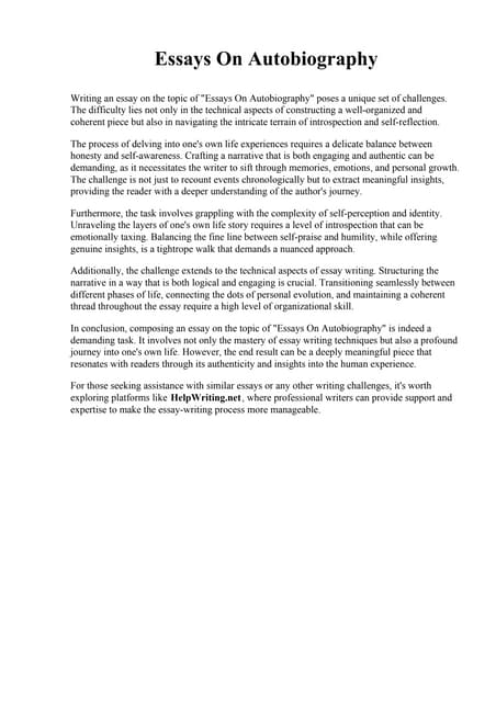 Autobiography Essay Examples | PDF