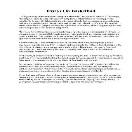 Essays On Basketball | PDF