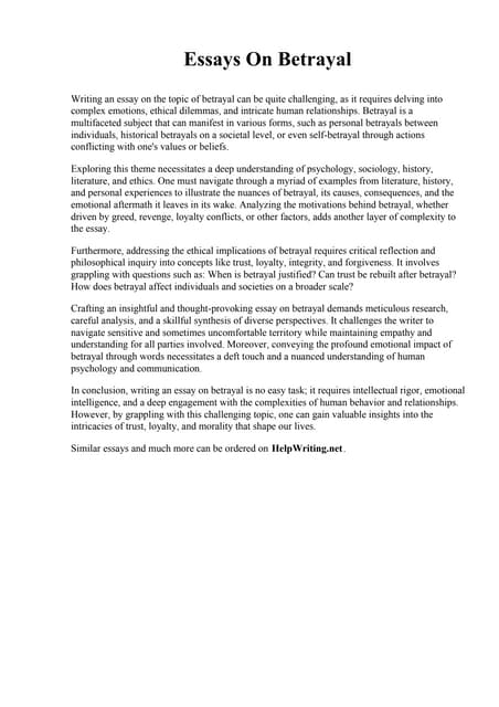 Understanding Betrayal: Exploring Its Impact and Resolution | PDF