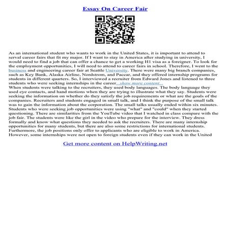 Essays On Career | PDF | Job Fairs | Job Search