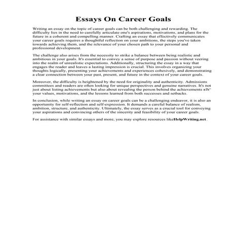 Essays On Career Goals. 010 Career Goal Statement Zdxttkpg Essay ...