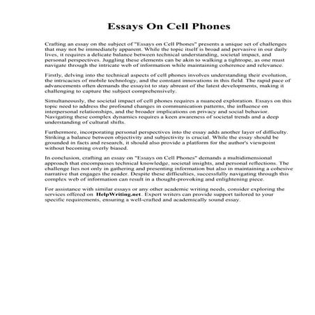 Essays On Cell Phones.pdf