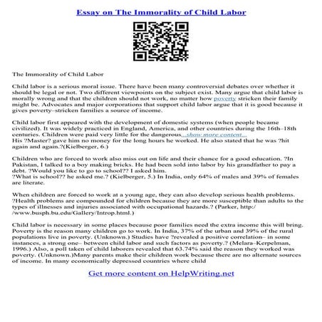 Essays On Child Labour | PDF