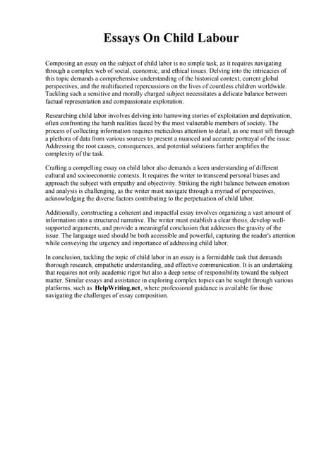 Essays About Child Labour | PDF