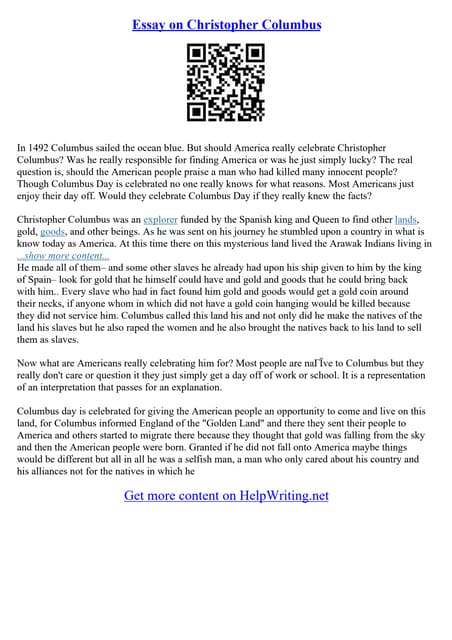 Christopher Columbus Essays | PDF