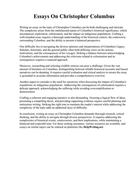 Essay On Christopher Columbus | PDF