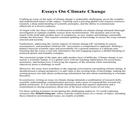 Essays On Climate Change. Belmont Abbey College | PDF