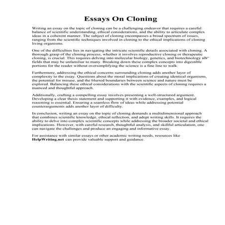 Essays On Cloning | PDF | Christianity | Religion & Spirituality