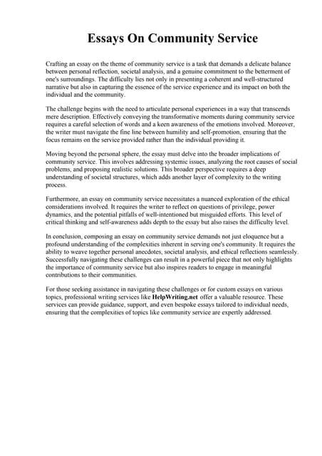 Essay About Community Service | PDF