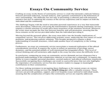Essays On Community Service. Why Is Community Service Important? Free ...