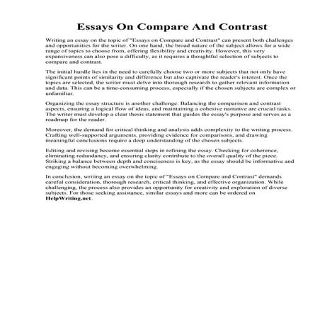 Essays On Compare And Contrast | PDF
