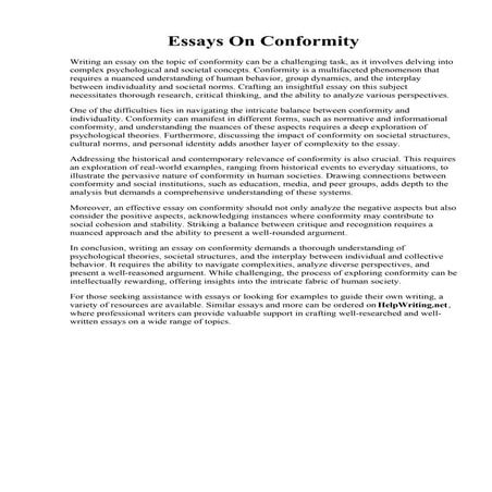 Essays On Conformity | PDF