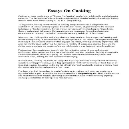 Essays On Cooking | PDF
