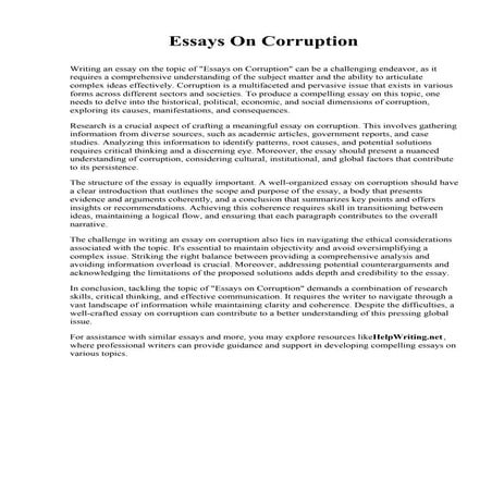 Essays On Corruption | PDF