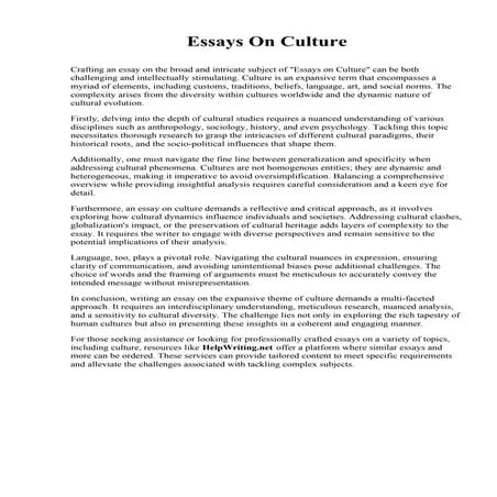 Essays On Culture. Gwinnett Technical College | PDF | Education