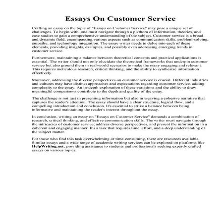 Essays On Customer Service. Leadership in Customer Service Essay ...