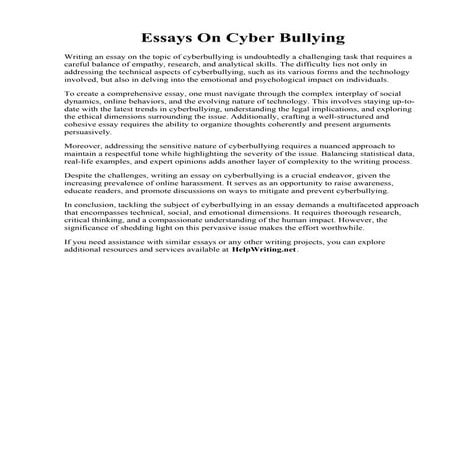 Essays On Cyber Bullying | PDF